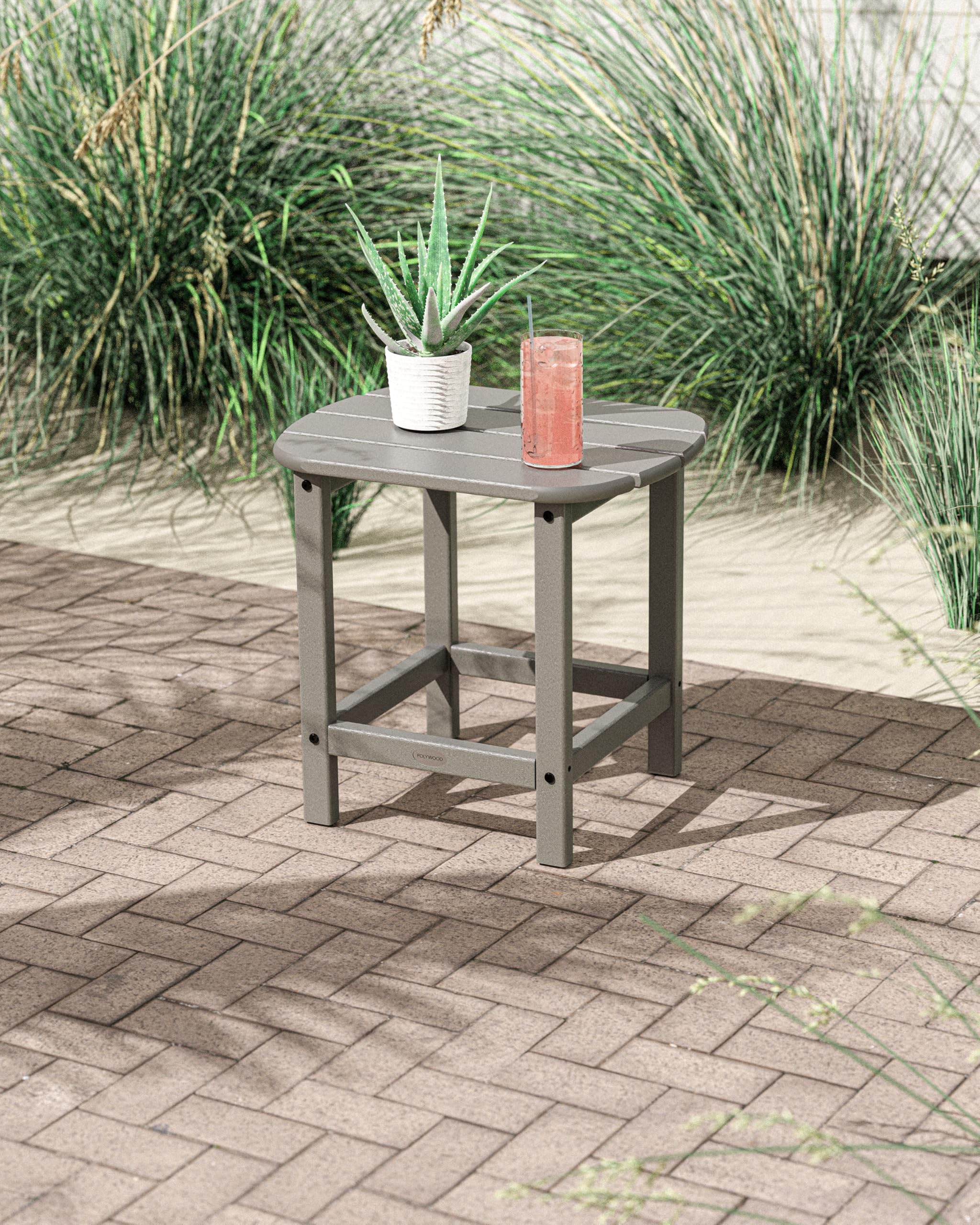 POLYWOOD SBT18GY South Beach 18" Outdoor Side Table, Slate Grey