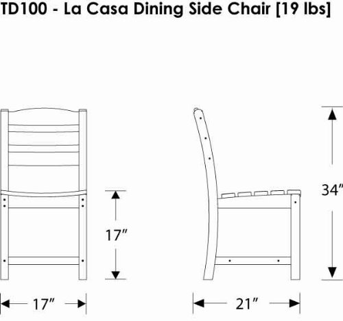 POLYWOOD TD100TE La Casa Café Dining Side Chair, Teak
