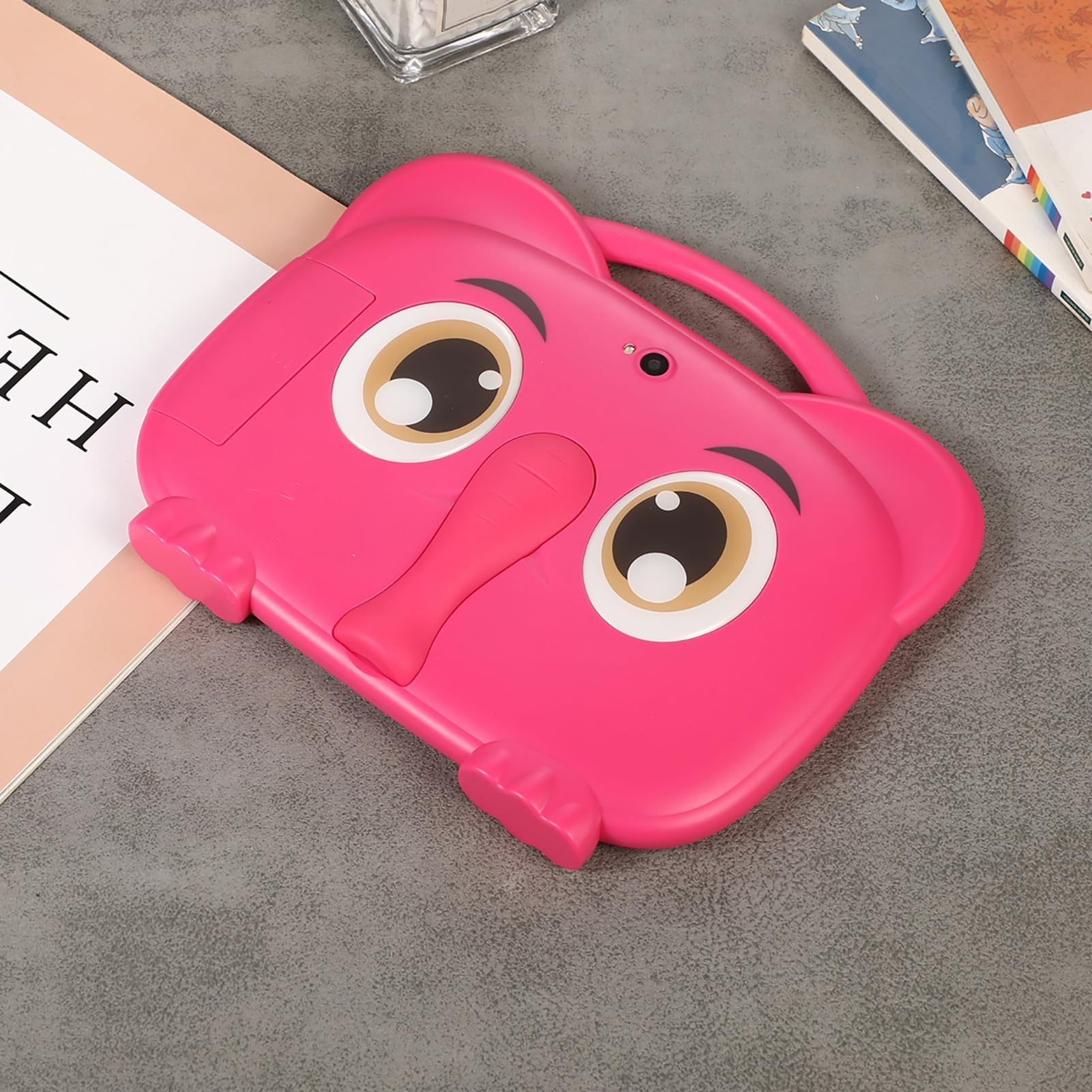DAUZ Kids Tablet, HD 1080P 5500mAh 7 Inch Quad Core Kids Touch Tablet for Android 10.0 (Pink)