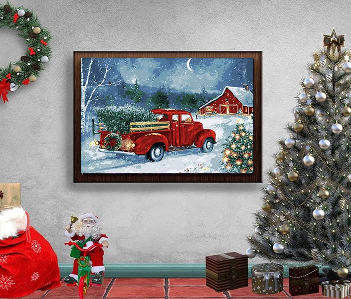 Eiazuiks Paint by Number for Adults. Christmas Paint by Numbers for Adults Beginner Drawing Paintwork with 3 Paintbrushes Paint Canvas Oil Painting Christmas Tree 16” x 20”