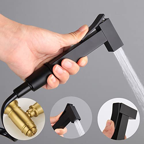 MINJING Wall Mounted Toilet Shower Spray Mixer Set Black Hot and Cold Hand Held Sprayer Toilet Attachment Multifunction Single Handle Bidet Sprayer Kit for Toilet,Spring Hose