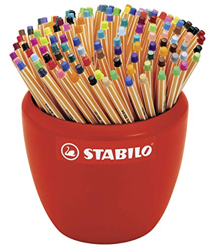 Stabilo 88/150-2 Fine Point Pen Point 88 in Ceramic Pot 150 Pens Assorted