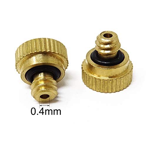 Honbay 10PCS Brass Misting Nozzle, Low Pressure Atomizing Mist Nozzle, 10/24 UNC 0.4 mm Orifice Replacement Heads for Greenhouse Landscaping and Outdoor Cooling System