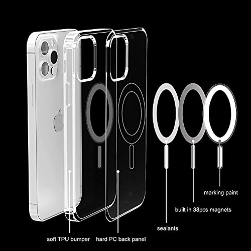 Magnetic Case Compatible with iPhone 13 Mini Case Clear Glitter - Compatible with MagSafe Charger Phone Case for Women Girls, Full-Body Shockproof Protective Case Cover for iPhone 13 mini 5.4 Inch