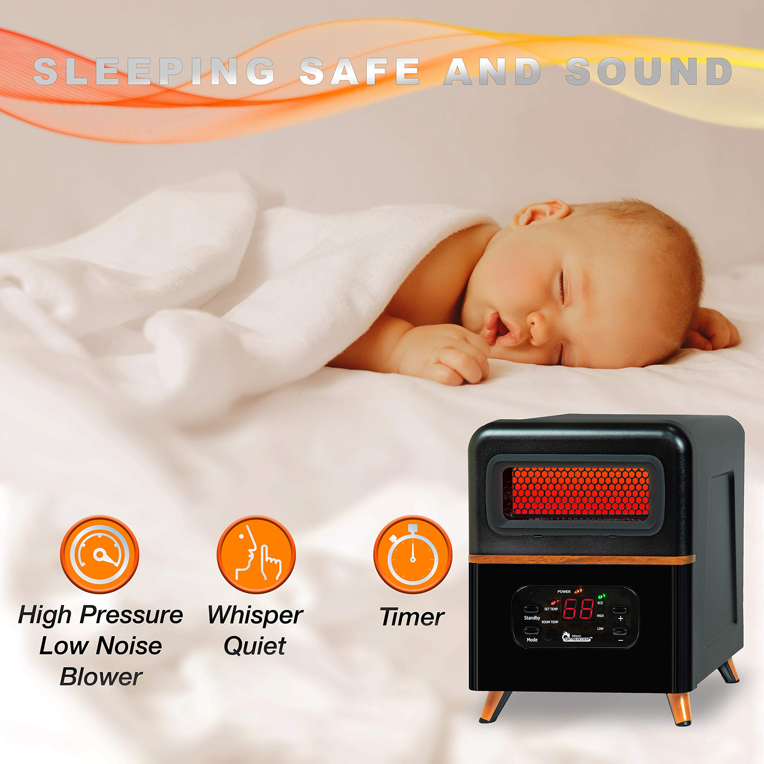 Dr Infrared Heater DR-978 Infrared Space Heater, Hybrid, Black