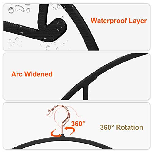 OIKA Hangers 50pack No Shoulder Bump Plastic Suit Hangers - Rose Gold Hooks,Non Slip Space Saving Clothes Hangers, Heavyduty Pants Hangers, Black Hangers