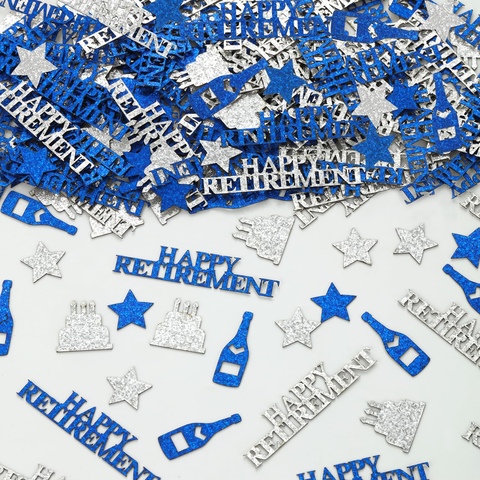 kreat4joy 200pcs Happy Retirement Decorations Confetti, Glitter Retirement Table Decorations for Men, Navy Blue Silver Farewell Decorations Party Confetti for Retirement Table Party Decorations Gift