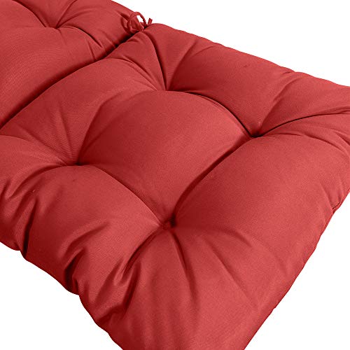 QILLOWAY Indoor/Outdoor High Back Chair Cushion,Tufted, Replacement Cushions - Set of 2 (Red)