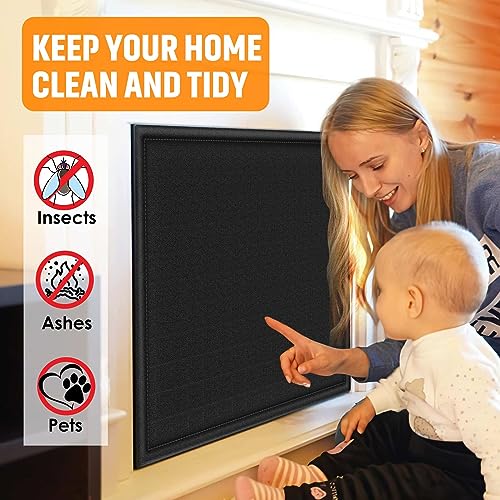 Magnetic Fireplace Cover, Fireplace Blocker Blanket Stops Overnight Heat Loss, Adjustable Fireplace Draft Stopper Save Energy, Fireplace Insulation Black 39" W x 32" H