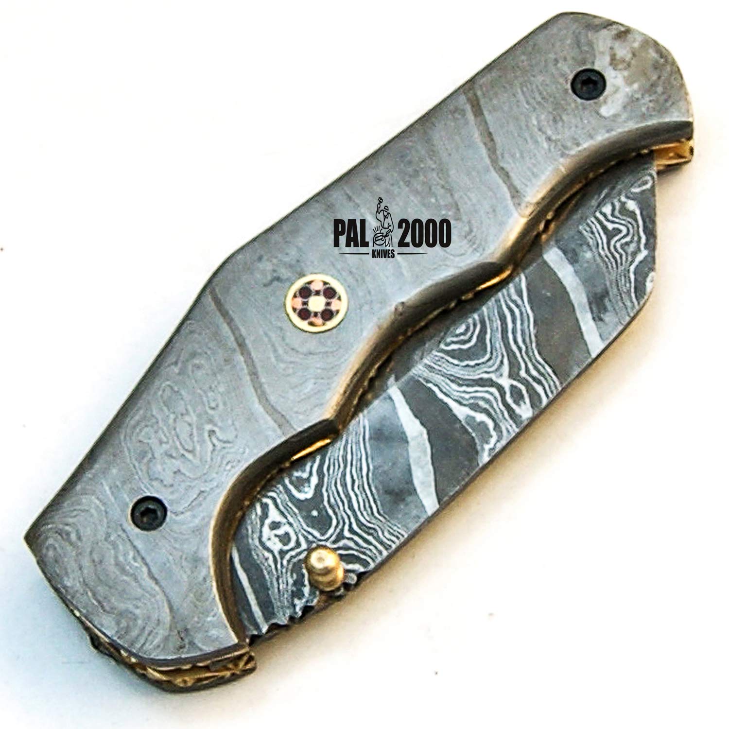POC-9453 Handmade Damascus Steel 7.4 Inches Folding Pocket Knife - Damascus Handle