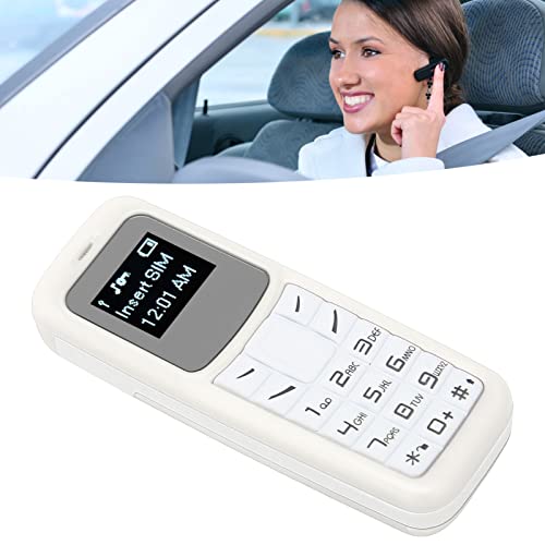 DAUZ Mini Mobile Cell Phone, Compact ABS Lightweight Mini Cell Phone for Travel (White)
