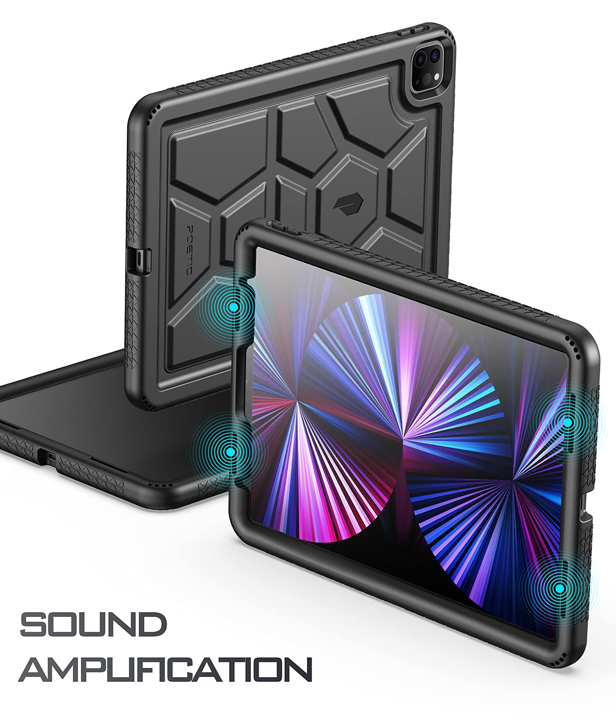 Poetic TurtleSkin Heavy Duty Case Designed for iPad Pro 11 Inch 4th Gen 2022 / 3rd Gen 2021 / 2nd Gen 2020 / 1st Gen 2018, Rugged Shockproof Drop Protection Kids Friendly Silicone Cover Case, Black