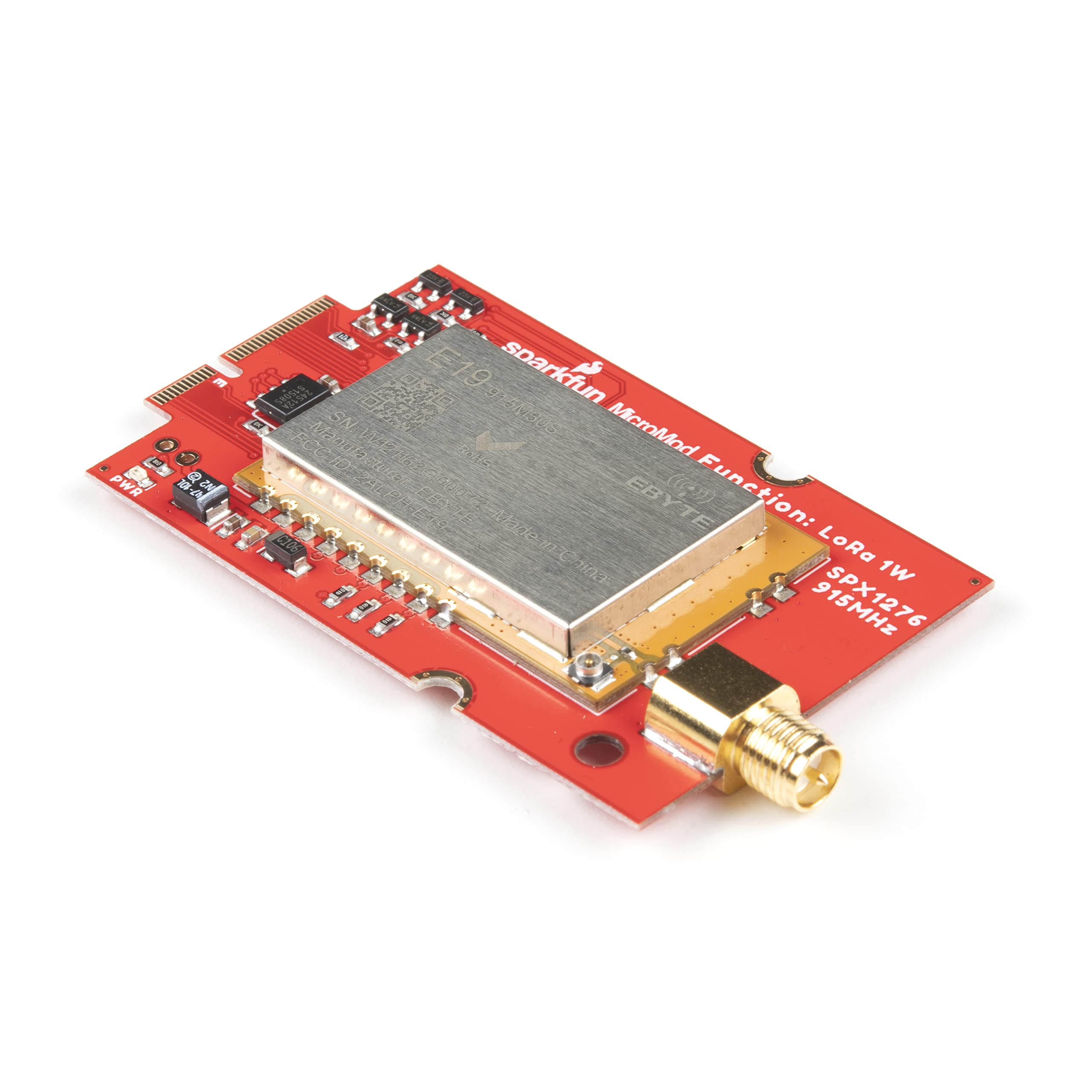 SparkFun MicroMod LoRa Function Board - 1W 915M30S LoRa Module Frequency Range: 900-931MHz Transmit Power 28.5-30dBm (max) Modulation LoRa, FSK, GFSK, MSK, GMSK, OOK Antenna Impedance: 50Ω