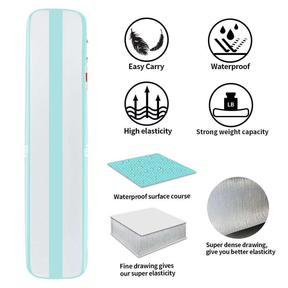 Ejia Inflatable Air Balance Beam Mat 10ft Gymnastics Air Tumbling Mat 4 inches Thickness Track Mat with Hand Pump for Home Gym Training/Dance/Kickboxing/Park/Beach