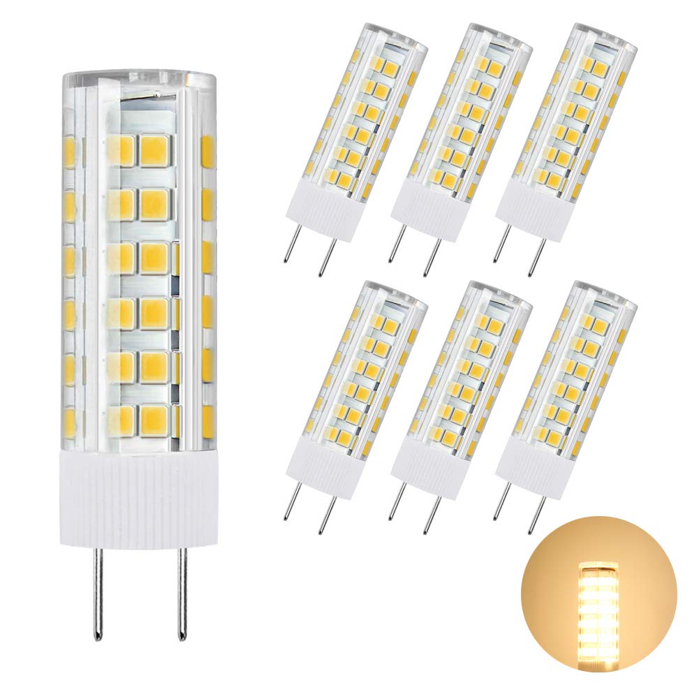 DiCUNO G8 LED Bulb, Dimmable 6W Warm White 3000K, 110V Xenon 60w Halogen Replacement, Under Cabinet Counter Light, 6Pcs, Note: Must Check Size Before Purchase(See Picture 2 & 3)