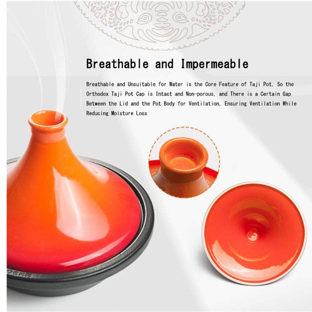 MYYINGBIN 1.7 Liters Moroccan Tagine Lead Free Ceramic Pot Safe Clay Stew Pot Cast Iron Base Suitable for 1-4 People, Purple