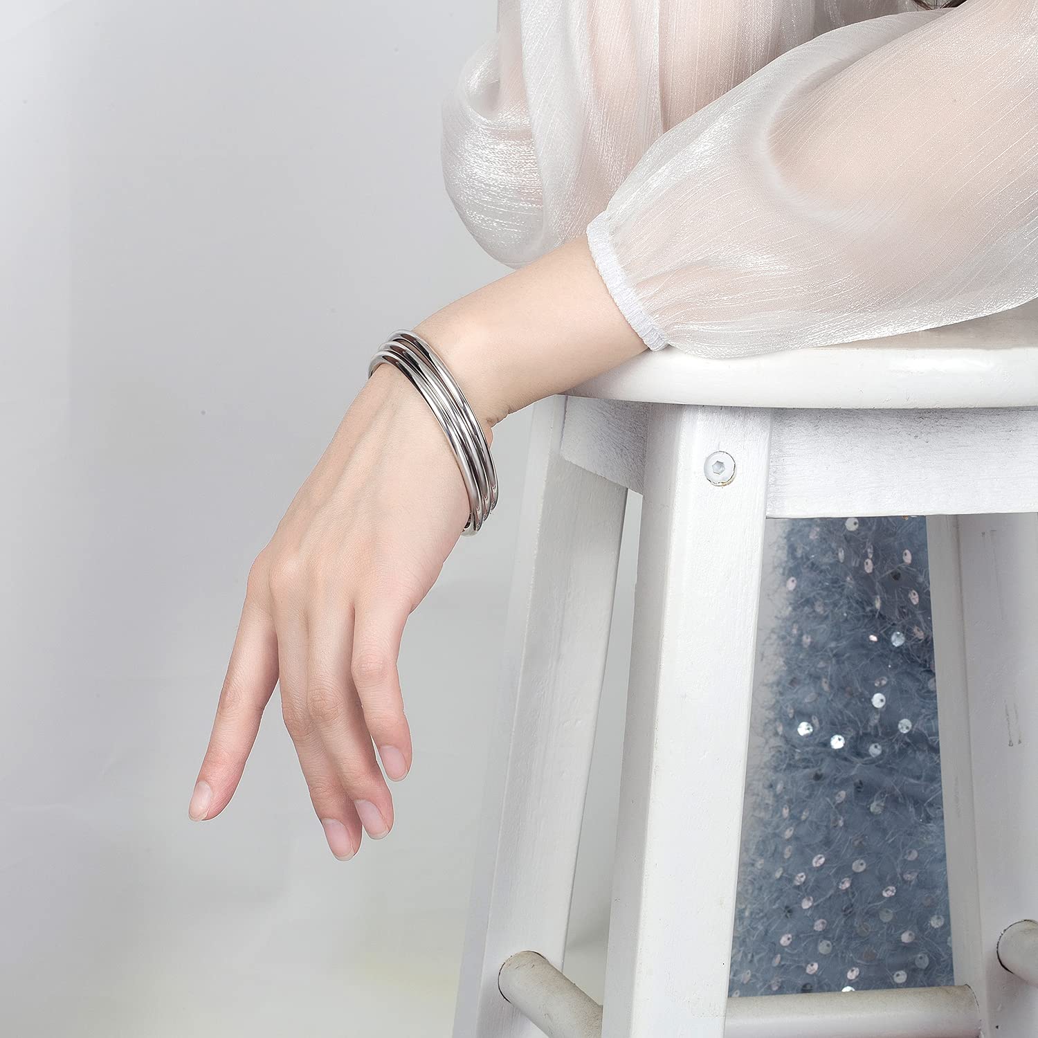 Dankadi Fashion Smooth Moments Charm 925 Sterling Silver Bracelet Minimalist DIY Women 4MM Bangle Diameter 60-65 MM Jewelry Gift (1 piece, Diameter 65 MM)