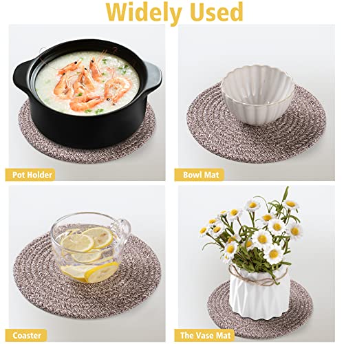 Trivet Round Hot Pads 4pcs 9.5 Inches Diameter 100% Eco Pure Cotton Thread Weave Trivets for Hot Pots and Pans / Kitchen Trivets for Hot Dishes Hot Pot Holders …