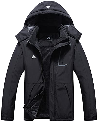 MOERDENG Men's Mountain Waterproof Ski Jacket Windproof Rain Windbreaker Winter Warm Hooded Snow Coat