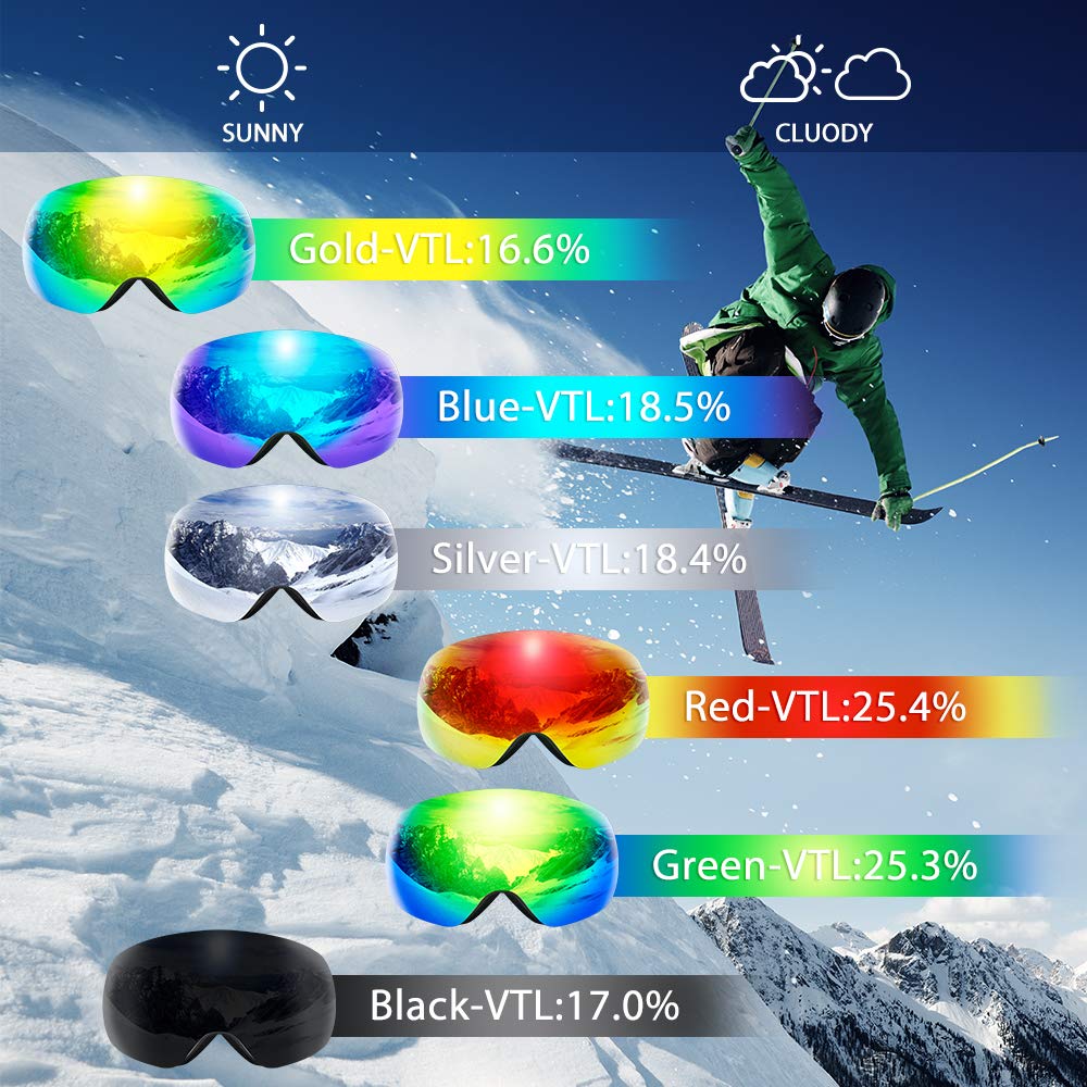 COPOZZ G7 OTG Ski Goggles, Frameless, Detachable Lenses Snow Snowboard Goggles, UV400 Protection for Men Women