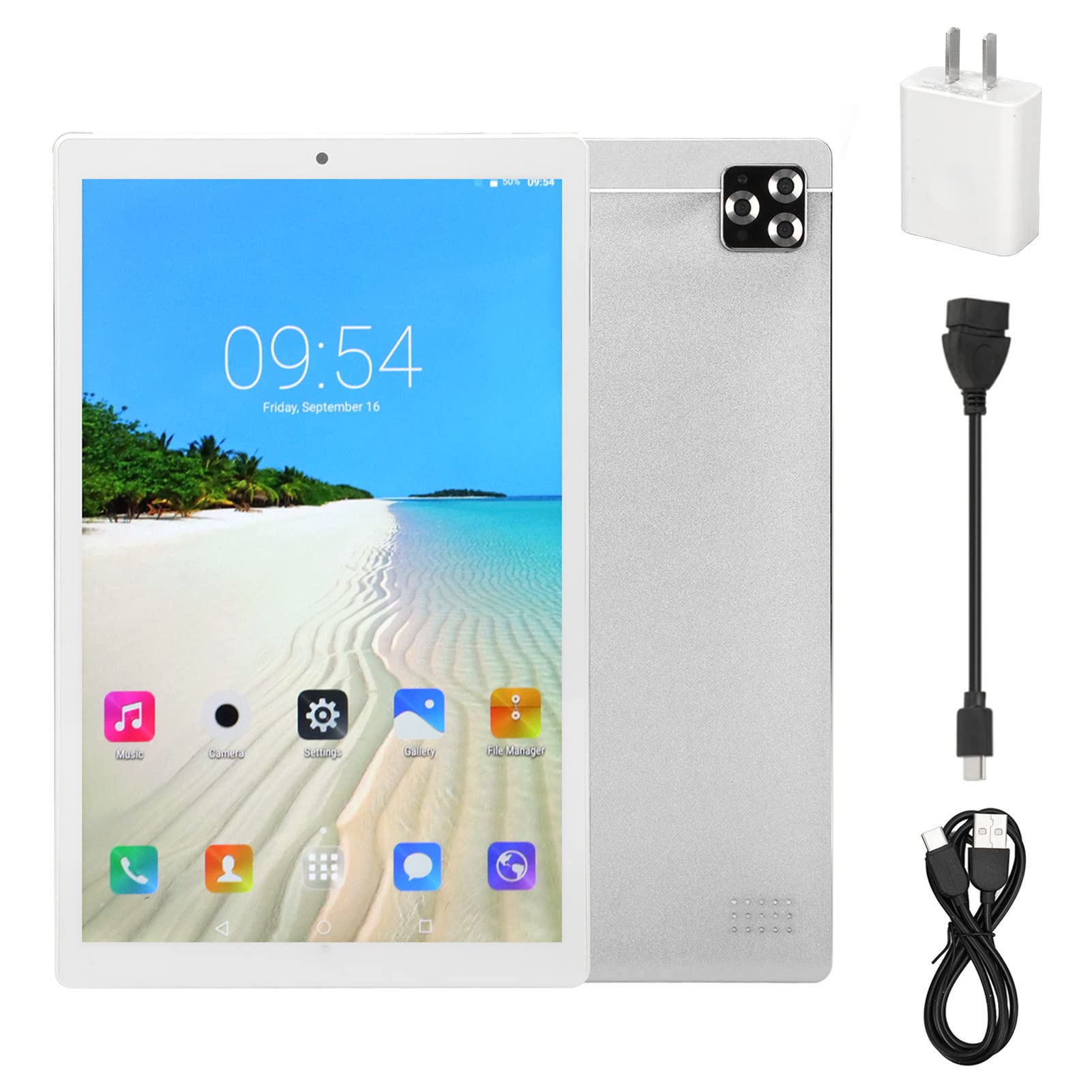 Liyeeo 4GB 64GB HD Tablet Large Tablet 100-240V Processor 8000mAh Professional 10 Core Battery (US Plug)