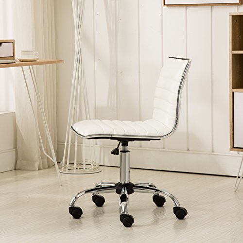 Roundhill Furniture Fremo Chromel Adjustable Air Lift Office Chair in White