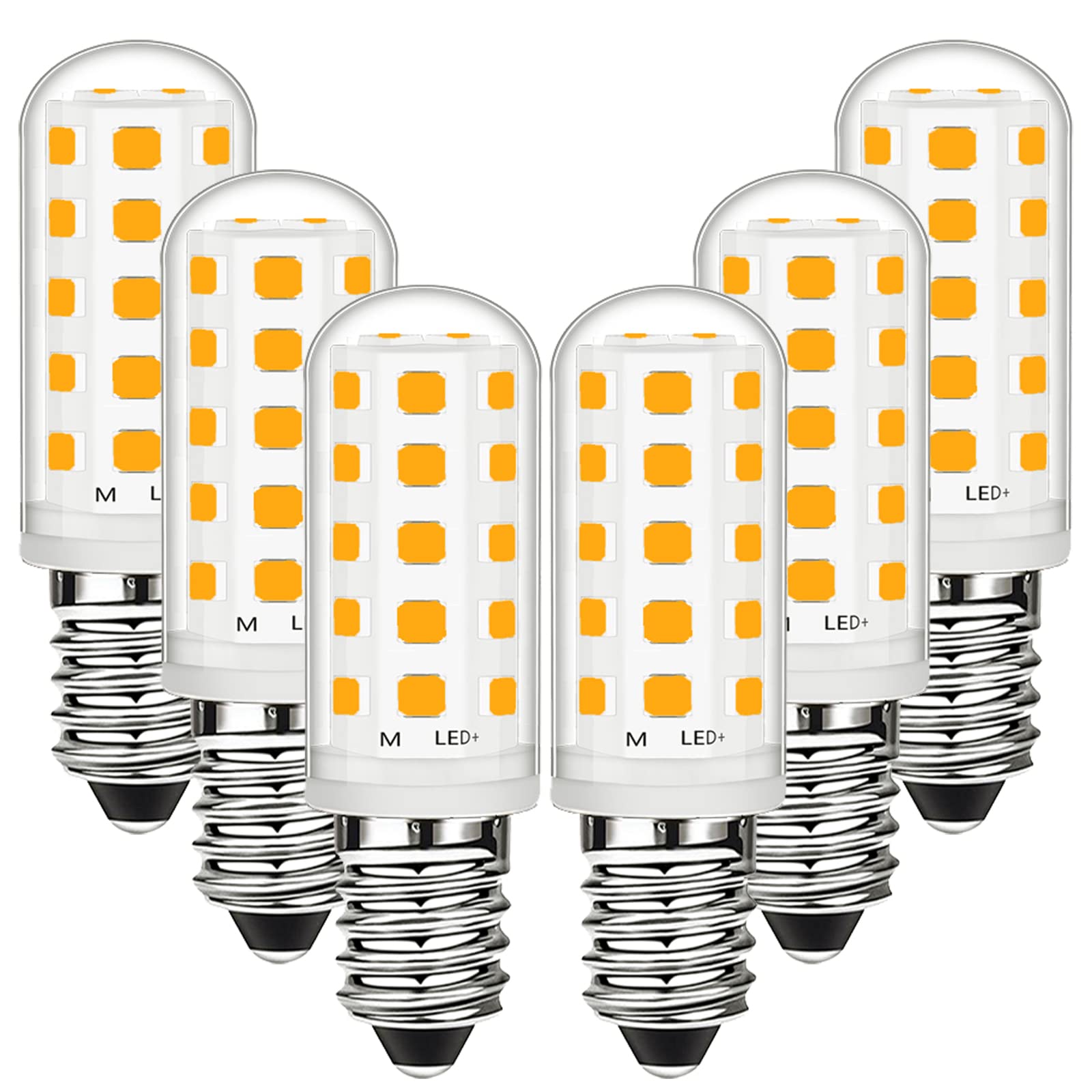 E12 LED Candelabra Bulbs 4W Equivalent to T3 T4 40W E12 Candelabra Base Bulbs, No Flicker Warm White 2700K for Ceiling Fan, Clear Chandelier LED Candle Bulbs, Not Dimmable, AC 120V, Pack of 6