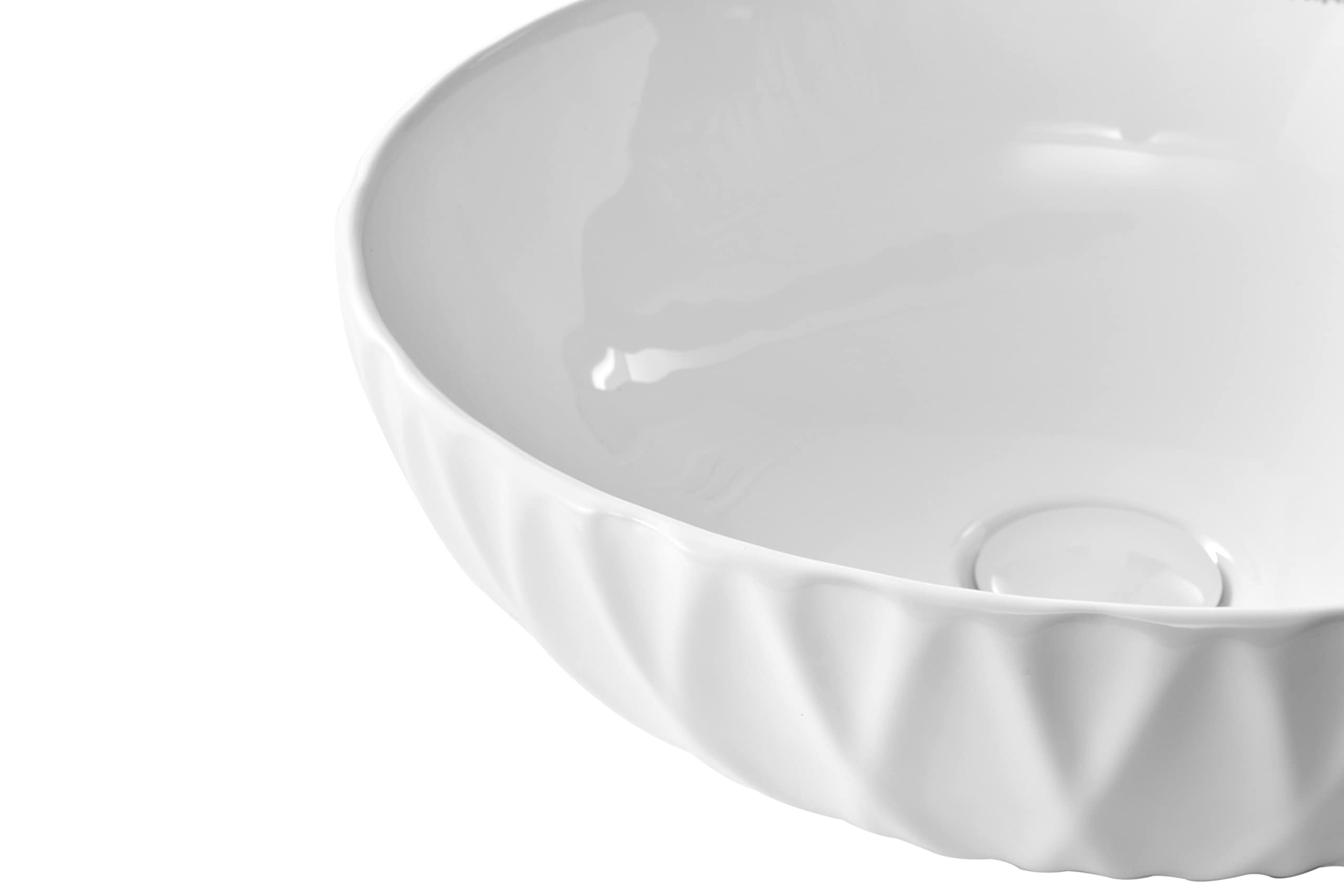 Davivy 15.3'' Round Vessel Sink with Pop Up Drain,Bathroom Vessel Sinks,Bathroom Sinks Above Counter,White Vessel Sink,Counter top Sink,Round Vessel Sinks for bathrooms