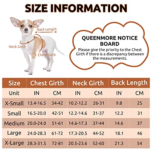 Queenmore Warm Dog Coat, Cold Weather Puffer Dog Coat, Quilting Winter Dog Jacket Ultra Thick Plush Lining with Storage Pockets (Brown, Large)
