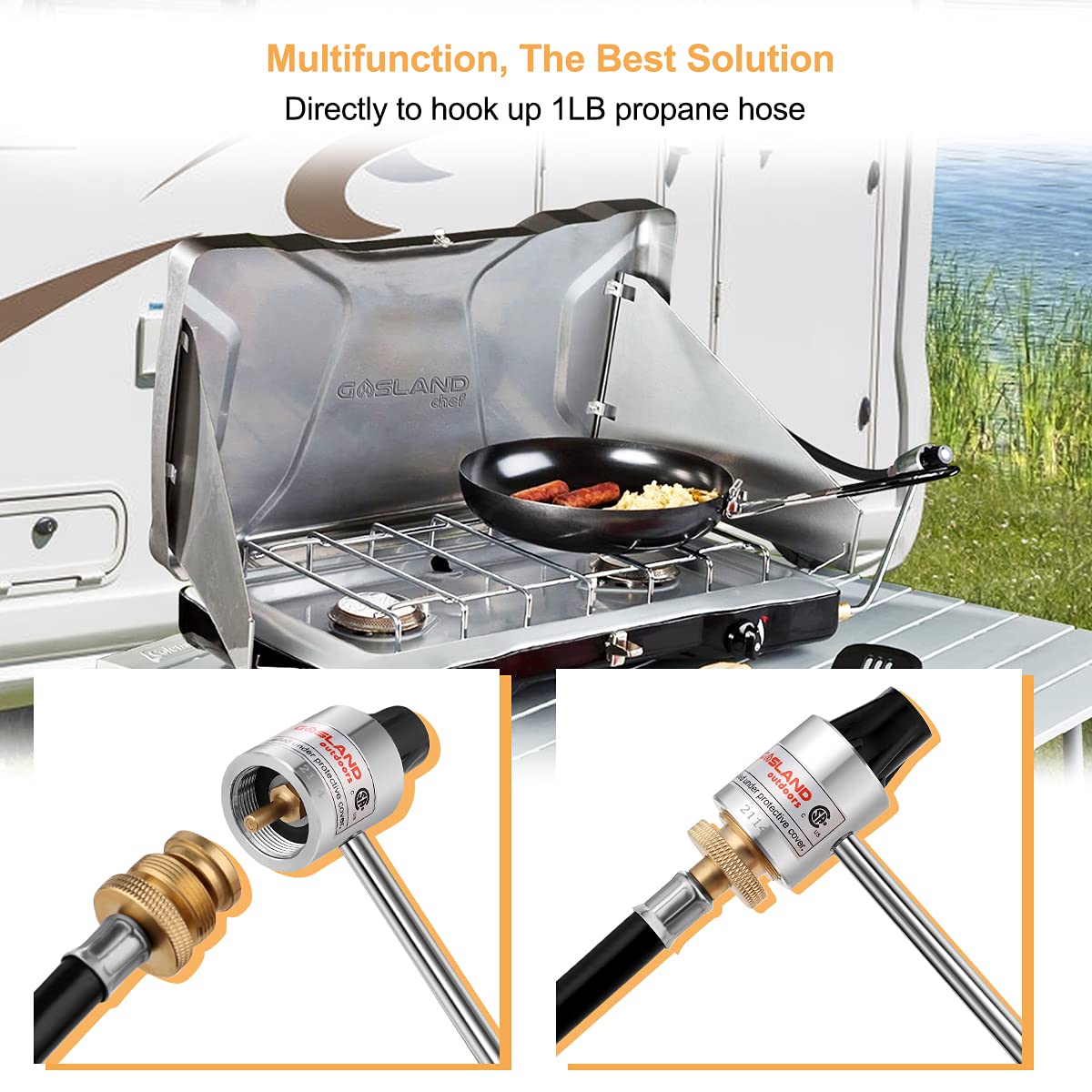 GASLAND Gas Stove Regulator, Replacement Parts for Coleman Portable Propane Stoves with Gas Pressure Issues, Camping Stove Connector Fitting for 1 LB Propane Fuel Cylinder