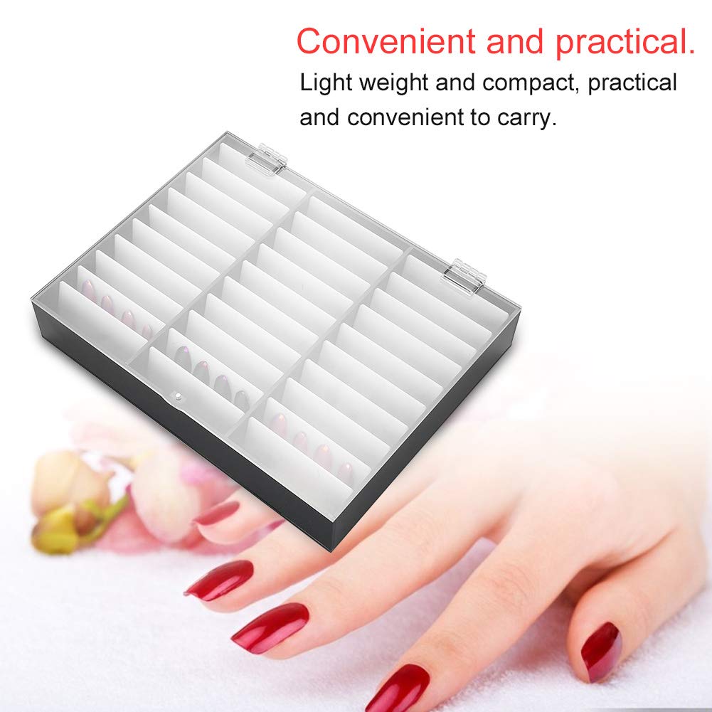 Nail Storage Box, Display Box Nail Art Decoration Container Empty Nail Tips Storage Box Fake Nail Display Case(Black)