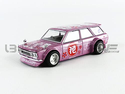 Truescale Miniatures 1971 Datsun 510 Wagon Hanami V1 Pink (Designed by Jun Imai) Kaido House Special 1/64 Diecast Model Car by True Scale Miniatures KHMG012