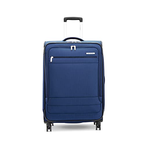 Samsonite Aspire DLX Softside Expandable Luggage with Spinner Wheels, Checked-Medium 25-Inch, Blue Depth