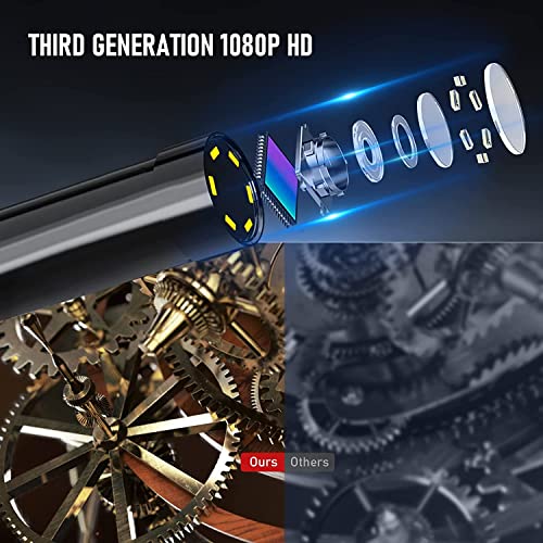 Daxiongmao Borescope, Endoscope Camera with Light, IP67 Waterproof Endoscope, 1080 HD Inspection Camera, Borescope Camera with Light, Snake Camera with 11.5FT Semi-Rigid Cord, Gadgets for Men(2.4")