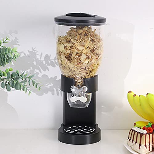 Qulable Dry Food Dispenser, Grain Storage Bin, 3.5L Oat Dispenser Countertop, Candy Dispenser, Dispense with controlled amount for Rice Beans Cereal Nuts Snack breakfast(black)