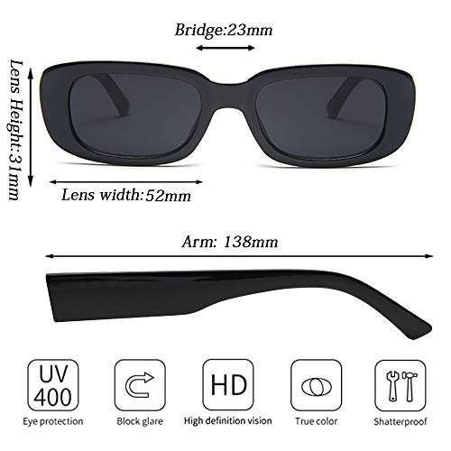 Tskestvy 4 Pieces Retro Sunglasses Vintage Sunglasses Small Square Rectangle 90s Glasses Trendy Y2K for Women Aesthetic Accessories (A)