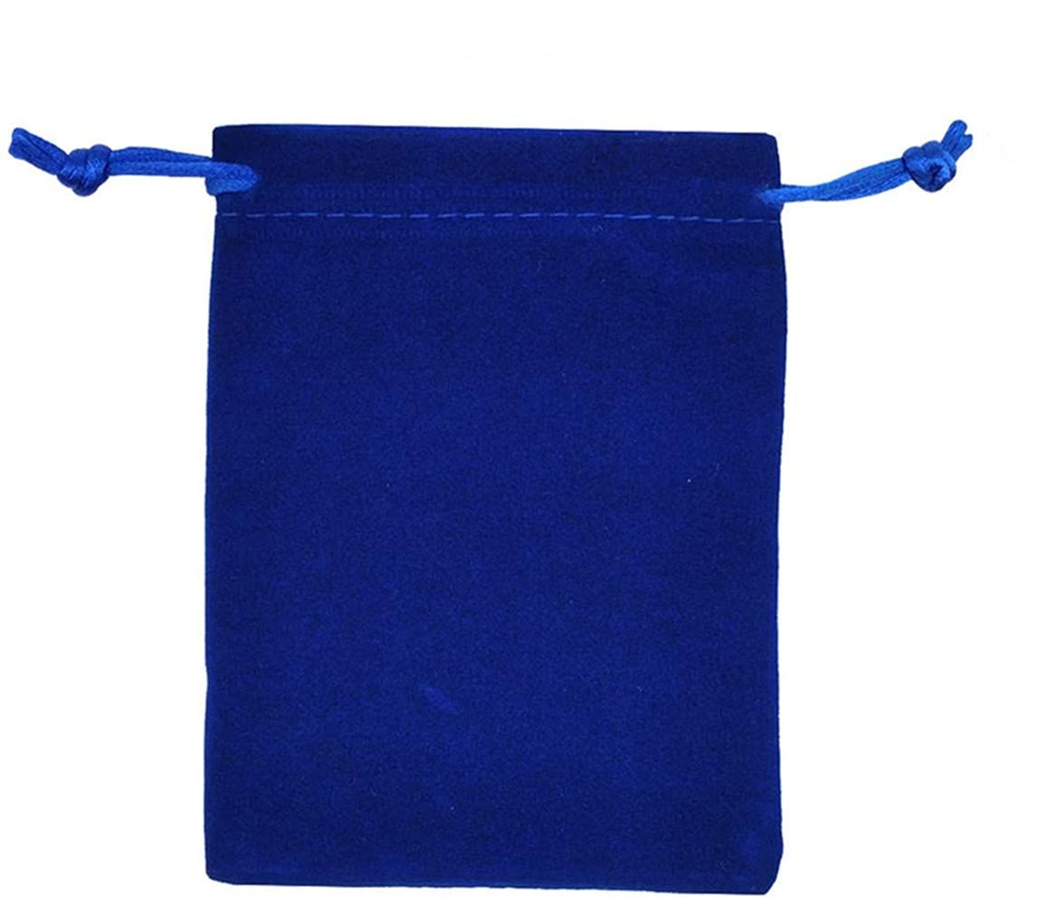 KUPOO 50 Pieces Wholesale Lot - Royal Blue Velvet Cloth Jewelry Pouches/Drawstring Bags 4" X 3"