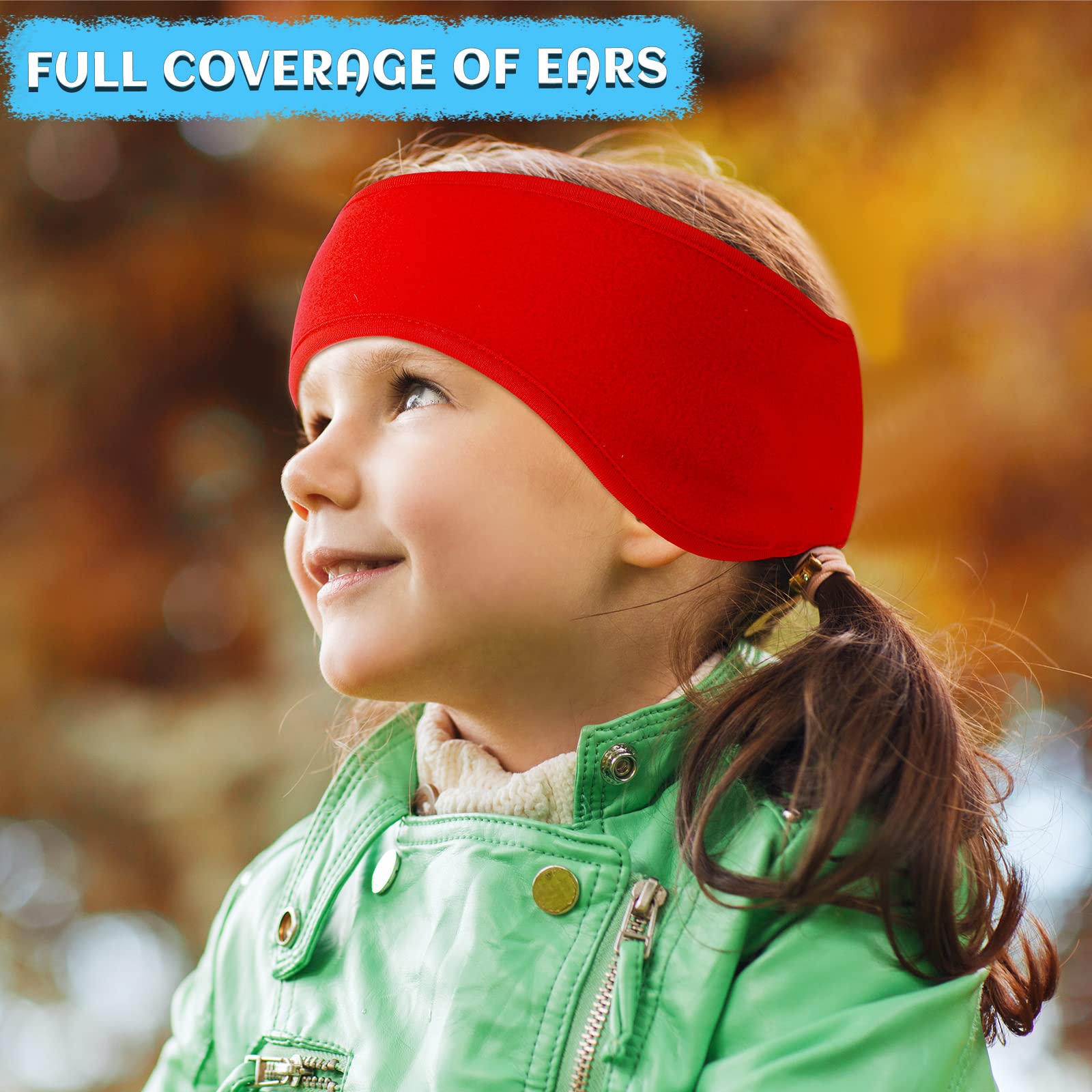 Ear Warmers 4 Pieces Kids Fleece Winter Headbands Running Ear Muffs Elastic Ponytail Headband for Children Skiing Riding Outside