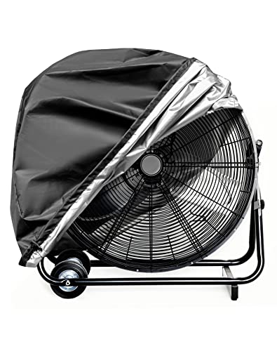 QWORK Heavy Duty Industrial Fan Cover - Waterproof and UV Resistant - 2 Pack Compatible with 24" High-Velocity Drum Fan and Floor Fan