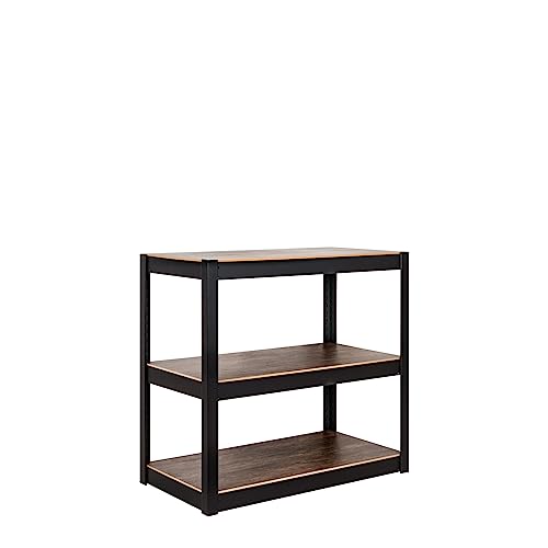 KEPSUUL Heavy Duty 2 Shelf Customizable Adjustable Tier Modular Short Metal Shelving and Multipurpose Storage Bookcase Room Divider for Garage, Kitchen, Bedroom 29.75" H – Black