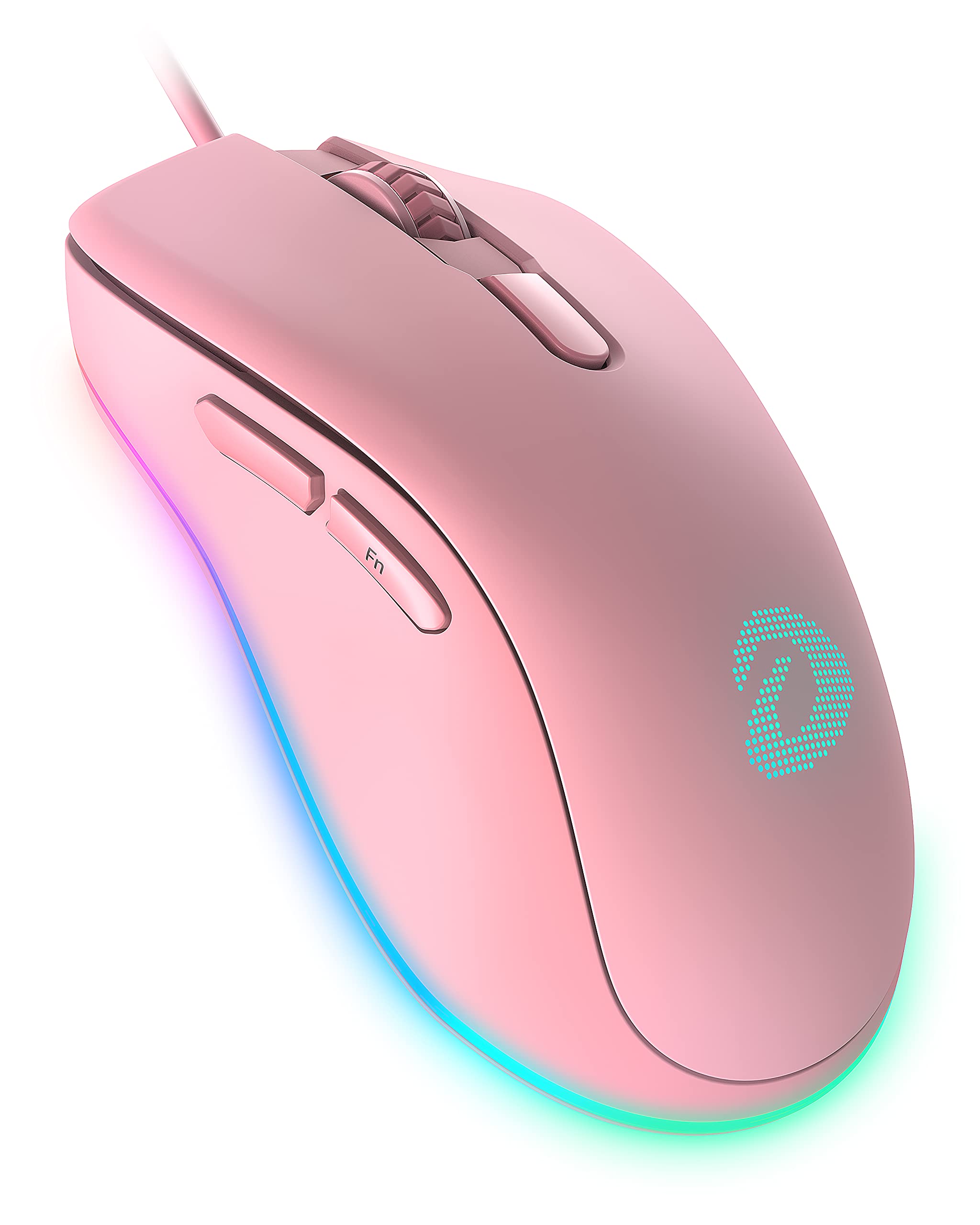 DAREU Wired Pink Gaming Mouse, 6400DPI,6 Programmable Buttons, Ergonomic RGB Gaming Mouse with 16.8 Million Chroma 7 Backlit for PC, Laptop, and Notebook (Pink)