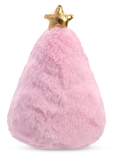 iscream Kawaii Furry 11.5" x 7.5" Holiday Tree Embroidered Accent Embellished Pillow