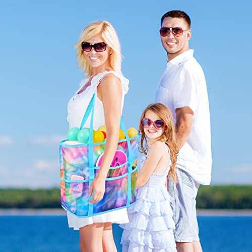 Nidoul Mesh Beach Bag, Beach Tote Bag with Zipper Pocket, Packable Large Beach Bags for Women Kids Vacation Travel Pool Swim