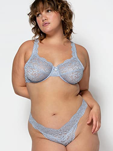 Smart & Sexy Women's Plus Size Signature Lace Thong Panty 2 Pack, Mineral Water/Black Hue, 3X
