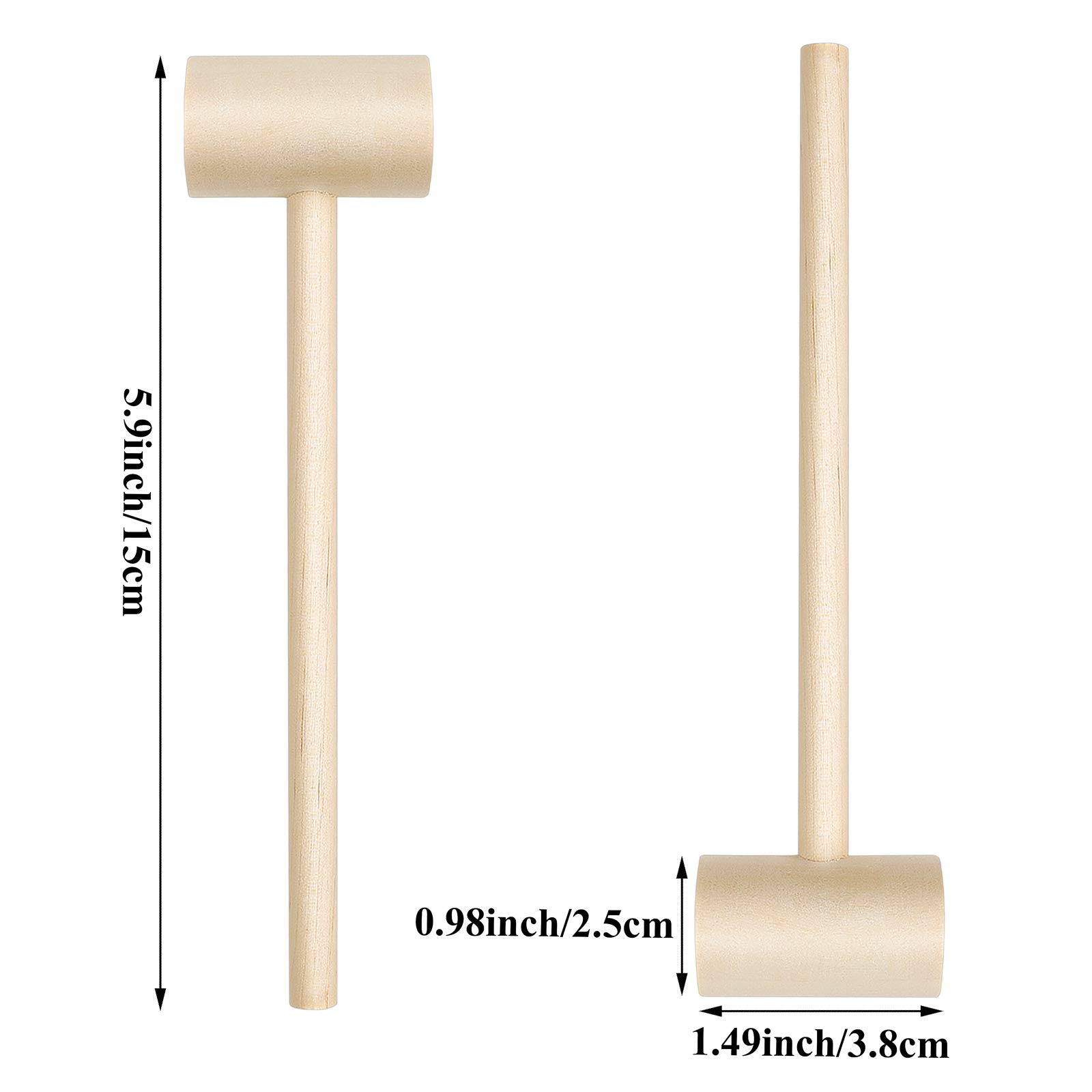 Elcoho 24 Pieces Wooden Crab or Lobster Mallets Chocolate Hammers Solid Natural Hardwood Crab Hammer for Cracking Seafood Tool