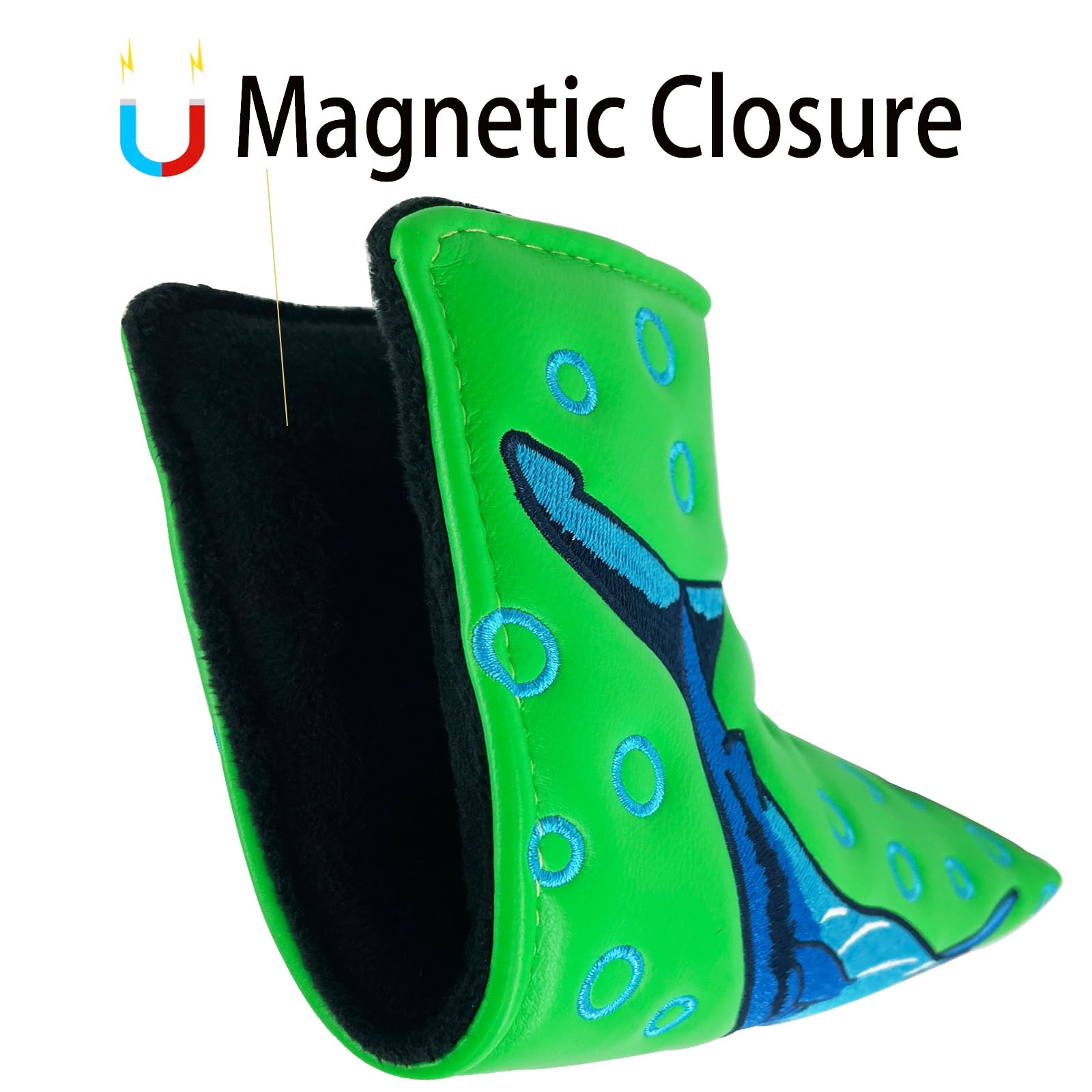 Gbourly Golf Club White Shark Mallet Putter Cover Heel Shafted PU Leather Magnetic Closure Headcover