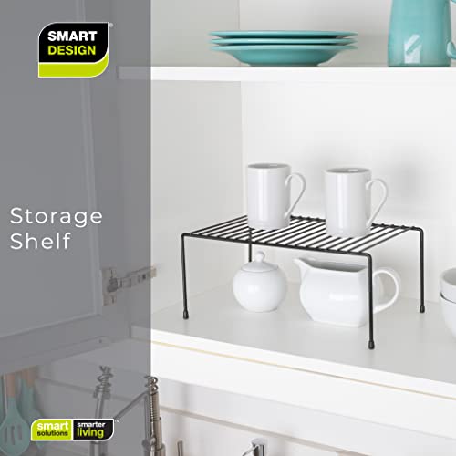 Smart Design Classic Storage Shelf – Medium (8.5 x 13.25 in.), Black – Steel Pantry Organizer with Rust-Resistant Finish and Non-Slip Feet for Easy Home Organization and Storage