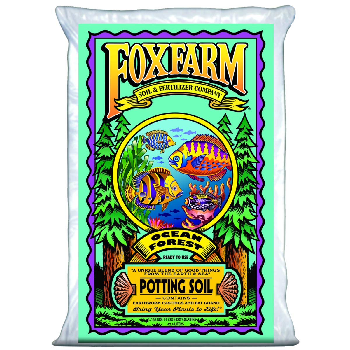 Fox Farm FoxFarmOcean2 Foxfarm FX14000 1.5 Ocean Forest Garden Potting Soil Bags 6.3-6.8 pH | Total 3 Cubic Ft, Brown