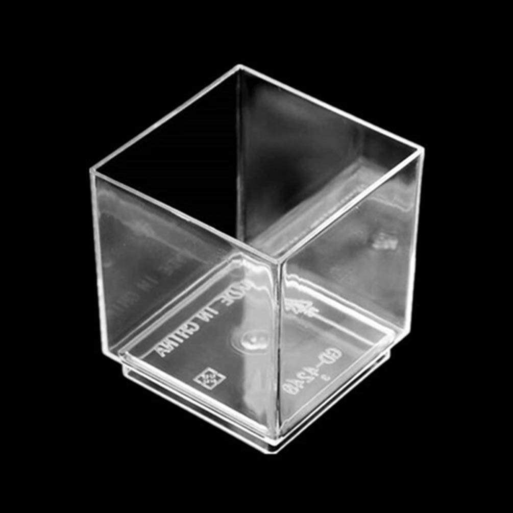Gadpiparty Mousse Cups 20 Transparent Square with Lids, Plastic Parfait Cups Appetizer Tasting Shooter Cups Reusable Serving Containers for Mousse Ice Cream Fruit and Pudding