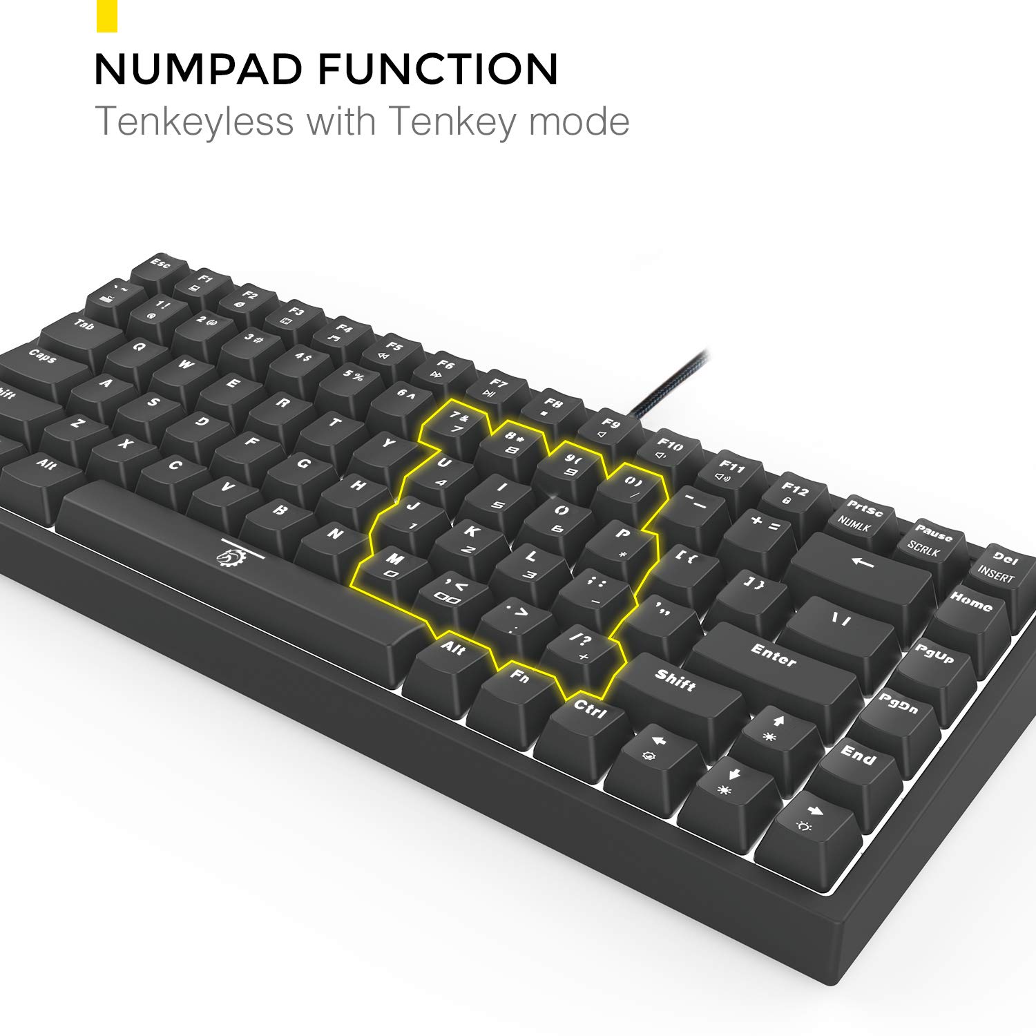 DREVO Gramr 84 Key 75% TKL Mechanical Gaming Keyboard with White LED Backlight USB Wired Keyboard Outemu Red Switch, Black。